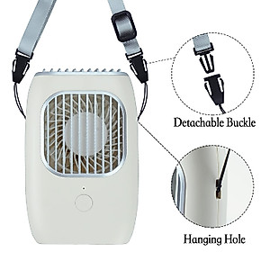 Oirznnd Necklace fan Hands free Personal Fan, Rechargeable Battery Operated Portable Hanging Neck fan with an Adjustable Lanyard for Women Kids Girls Men Outdoor Travel Camping Park, White