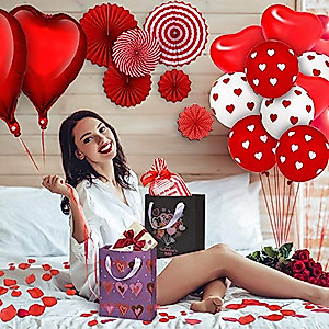 24 Pieces Valentines Paper Bags Kraft Party Hearts Bags with White Ribbon for Valentines Day Galentines Day Anniversary, 7.9 x 6.3 x 2.4 Inch/ 20 x 16 x 10 cm,8 Styles