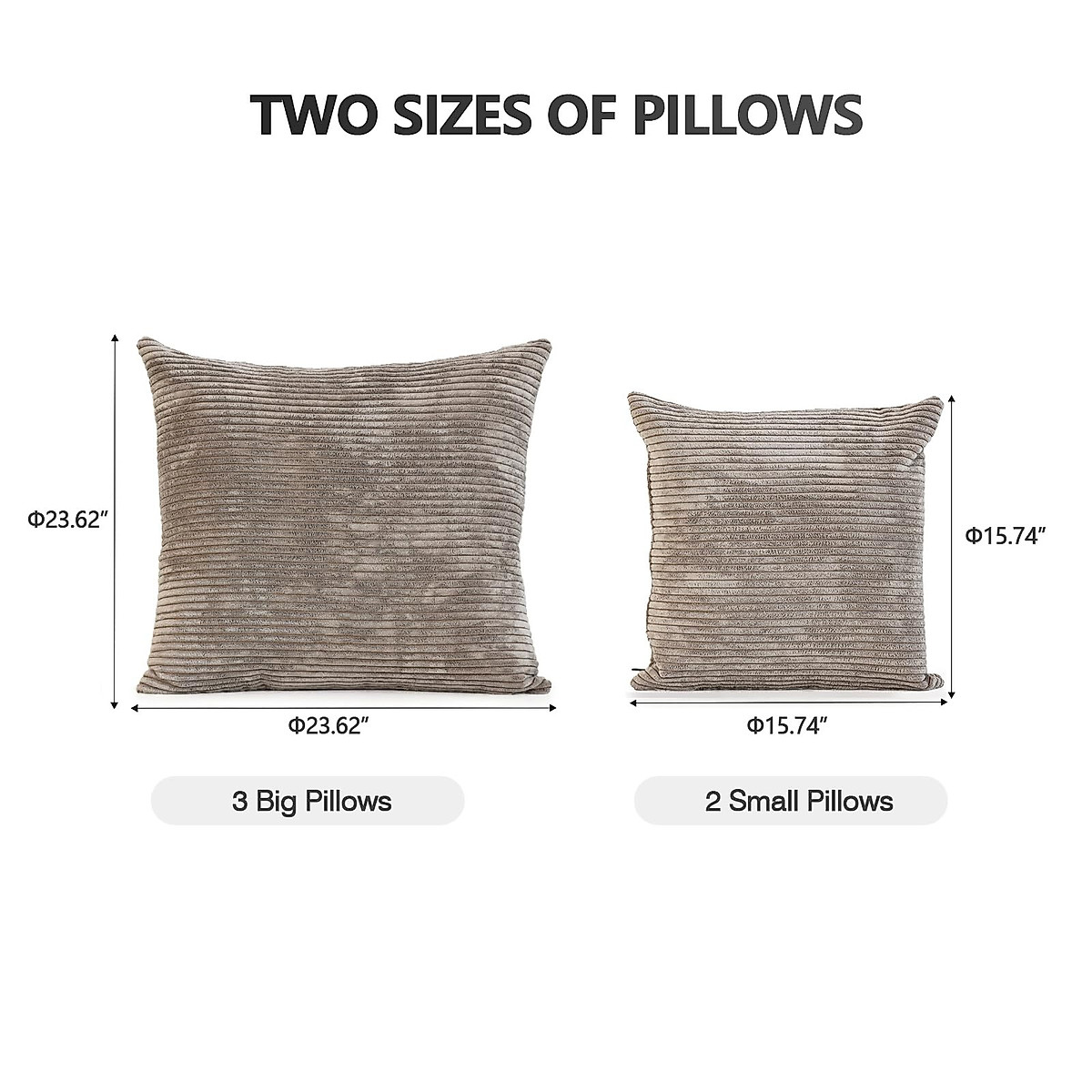 Sdorens 141.73" Modular Sectional Sofa, L Shaped Sofa Couch with Ottoman, Corduroy Fabric Brown Sofa Couch with 5 Pillows, Oversized Sofa Set for Living Room