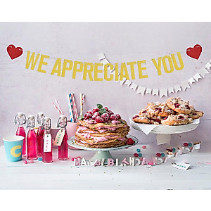We Appreciate You Banner, Thank You Sign, Nurse/Doctor/Teacher Appreciation Banner Decorations, Thank You for All You Do Decor, Employee Appreciation Banner Decorations for Office Party Gold Glitter