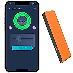 TASYL Track 128 GB USB 3.1 Flash Drive, with Bluetooth Tracker, Find Your Drive Quickly & See Last Known Location with Tasyl App, Up to 210 MB/s Read, Free USB C Adapter, Orange