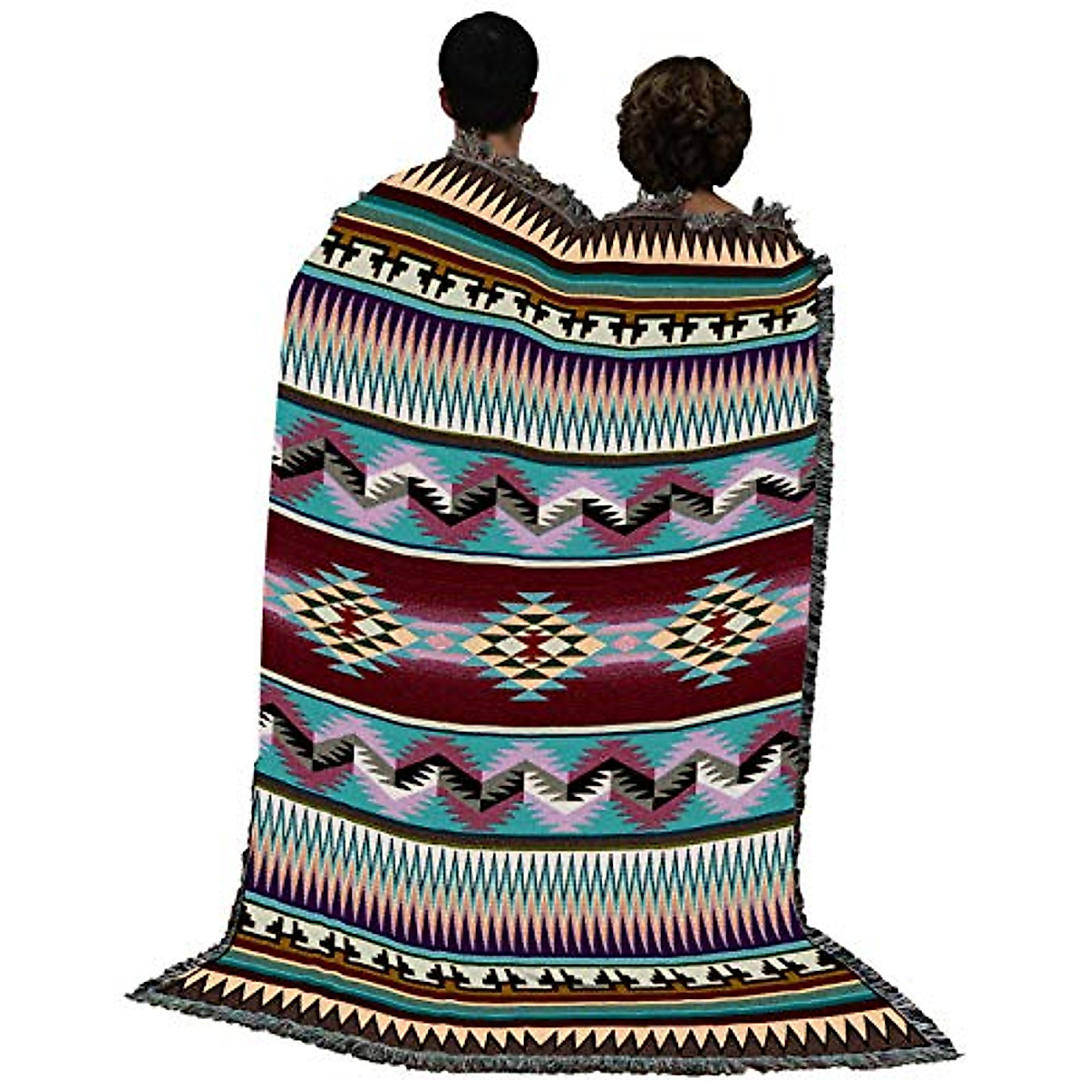 Pure Country Weavers Desert Stripe Blanket - Southwest Native American Inspired - Gift Tapestry Throw Woven from Cotton - Made in The USA (72x54)
