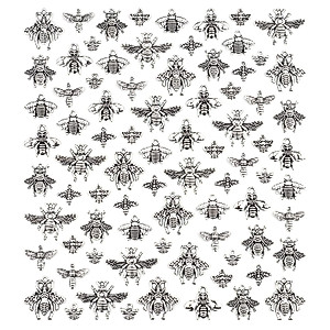 JIALEEY 81PCS Alloy Bee Honeybee Charms Antique Tibetan Silver Bee Charms Pendants DIY for Necklace Bracelet Earrings Jewelry Making Crafting