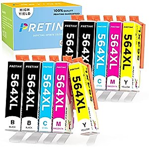PRETINK Compatible Ink Cartridge Replacement for HP 564XL 564 XL Compatible with DeskJet 3520 3522 Officejet 4620 Photosmart 5520 6510 6520 7520 7525 Printer Tray (Black Cyan Magenta Yellow)
