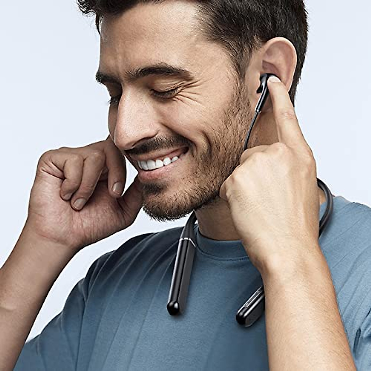 MIANHT Stereo Earbuds Earphone Waterproof Headset for Work Travel Bluetooth Sport Headphones Wireless High-Power Bluetooth Earphones Neck-Mounted Earphones