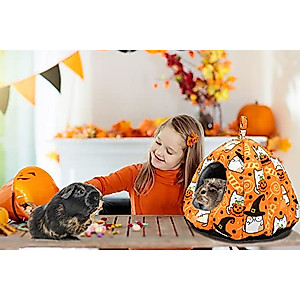 ShuRung Halloween Guinea Pig Hideout Bed Cave Hamster Hideout Bed House Winter Warm Cozy Fleece Washable for Dwarf Rabbit Bunny Ferret Hamster Chinchilla Hedgehog