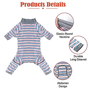 Recovery Suit Surgical Cloths for Large Dogs, Cone Alternative Neuter Skin Diseases Bodysuit, Dog Pajamas Shirt, Abdominal Wound Prevent Licking Dog Onesies(6XL, Pink Stripe)
