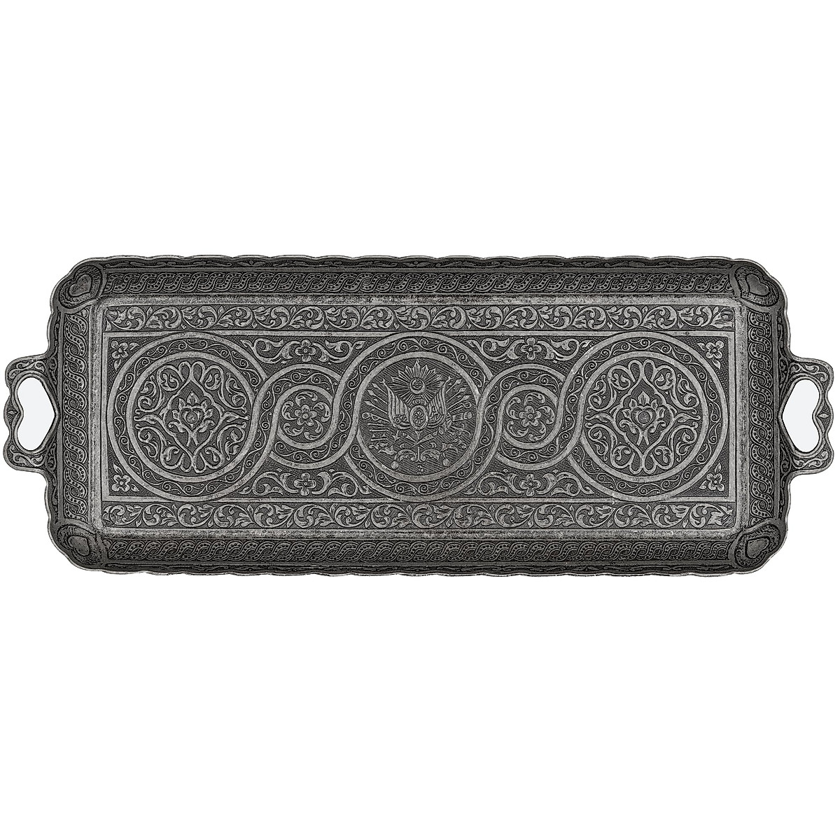 Alisveristime Turkish Ottoman Coffee Tea Beverage Serving Rectangle Tray (Small Tray) (13 INC*5.5 INC) (Black)