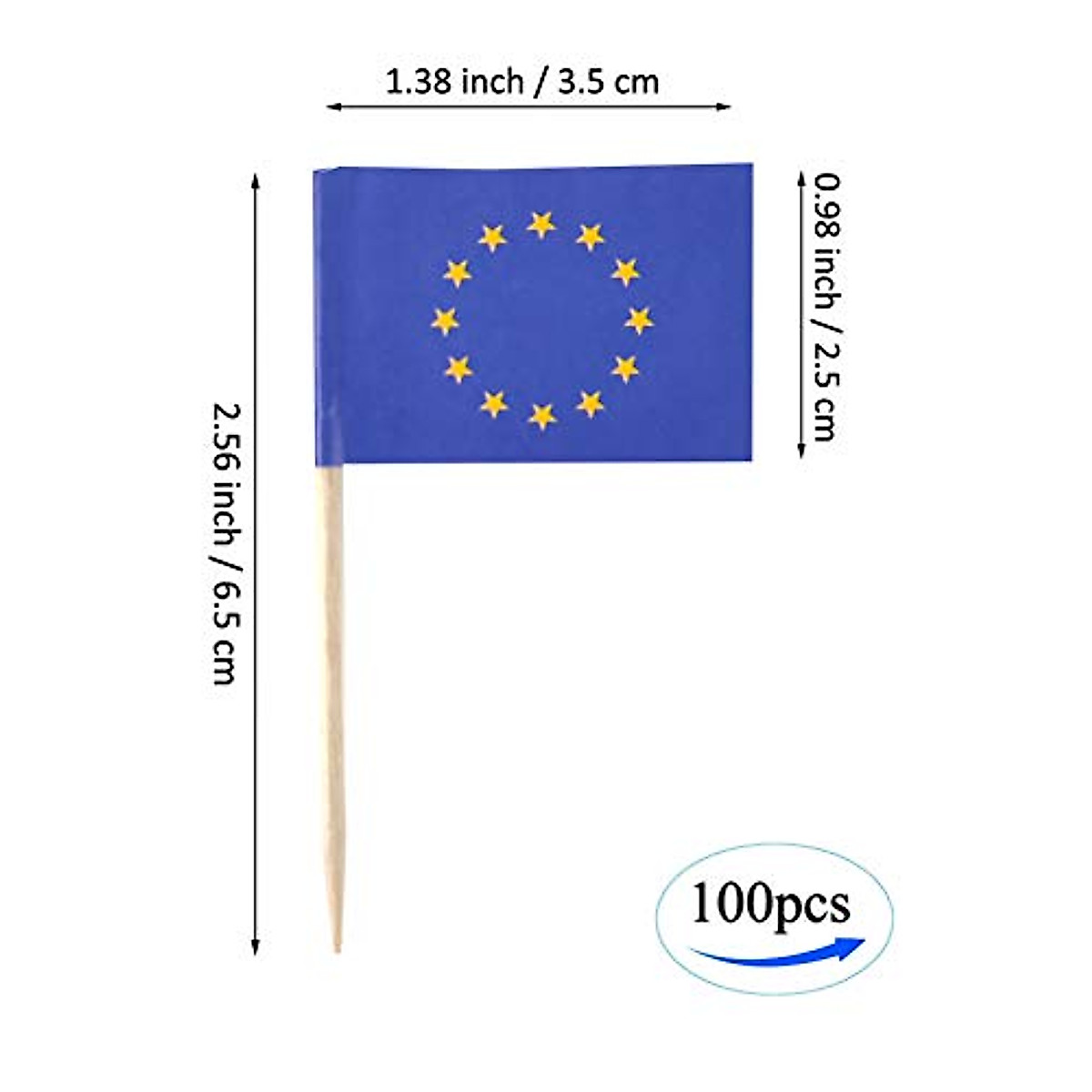 JBCD European Union Toothpick Flag EU Mini Small Cupcake Topper Flags (100 pcs)