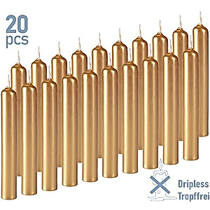 BRUBAKER Mini Taper Candles 20 pcs - Gold - 3¾ x ½ Inches Unscented Candles for Rituals, Spells, Witchcraft, Wedding, Home Decor and Party