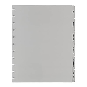 TUL® Discbound Monthly Planner Refill with 12 Tab Dividers, Letter Size, Gray, January to December 2023