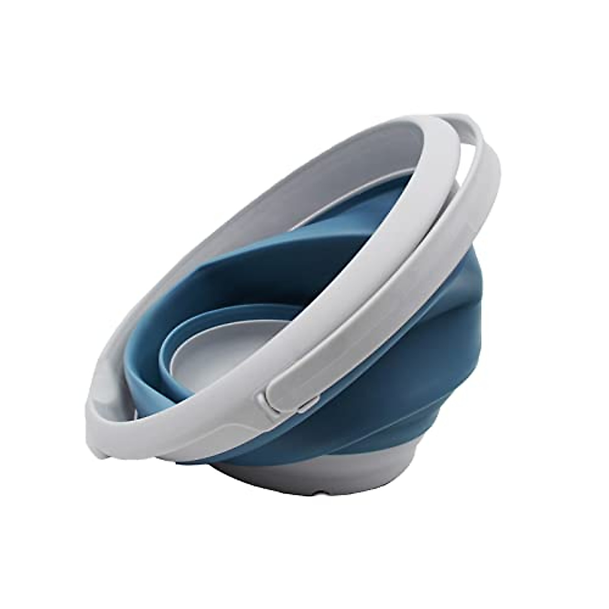 SAMMART 8.5L (2.2 Gallon) Collapsible Plastic Bucket - Foldable Round Tub - Portable Fishing Water Pail - Space Saving Outdoor Waterpot. Size 31cm Dia (Grey/Steel Blue, 2)