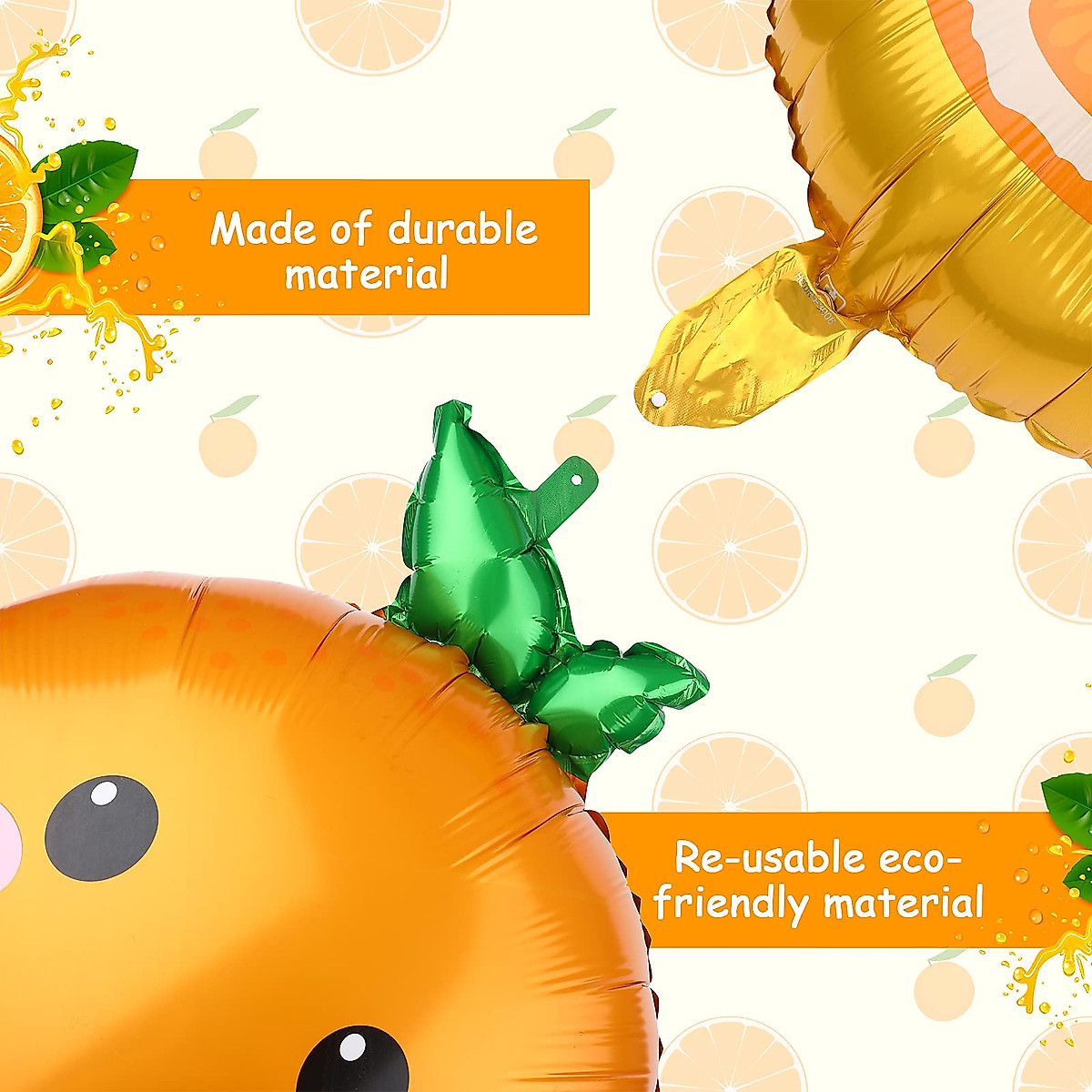 Gejoy 10 Pieces Citrus Balloons Orange Fruit Balloons Cartoon Fruit Aluminum Foil Balloons Jumbo Birthday Tangerine Balloons for Baby Shower Summer Citrus Themed Boy Girl Birthday Party Decor Supplies