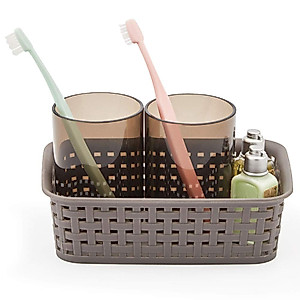 EZOWare Gray Plastic Knit Storage Trays, Desk Drawer Divider Bin for Office School Supplies Organizer - Pack of 4 (7.7x5.3x2.4 Inch)