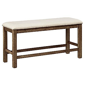 Signature Design by Ashley Morriville Counter Height Upholstered Dining Room Bench, Brown