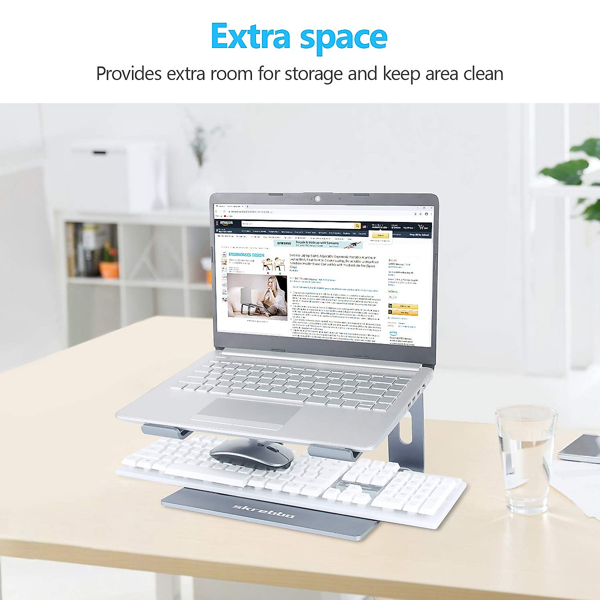 skrebba Laptop Stand, Portable Ergonomic Computer Lifter Laptop Desktop Stand, Detachable Cooling Notebook MacBook Air Pro Riser Holder Stand for Dell, HP, Lenovo, Samsung More 10-15.6 inch Laptops