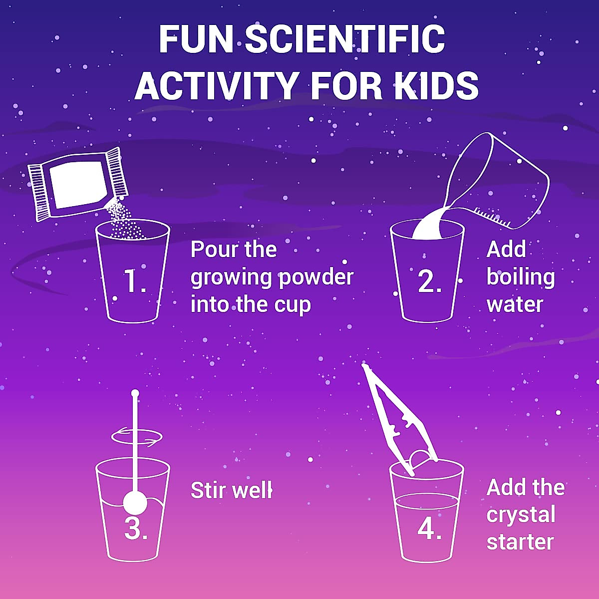 Kids Crystal Growing Kit - Science Kits for Kids - Chemistry Set to Grow 4 Amazing Crystals - Science Kits & Toys - Crystal Kit for Kids Age 8 Years and Up - Science Toys - STEM Kits