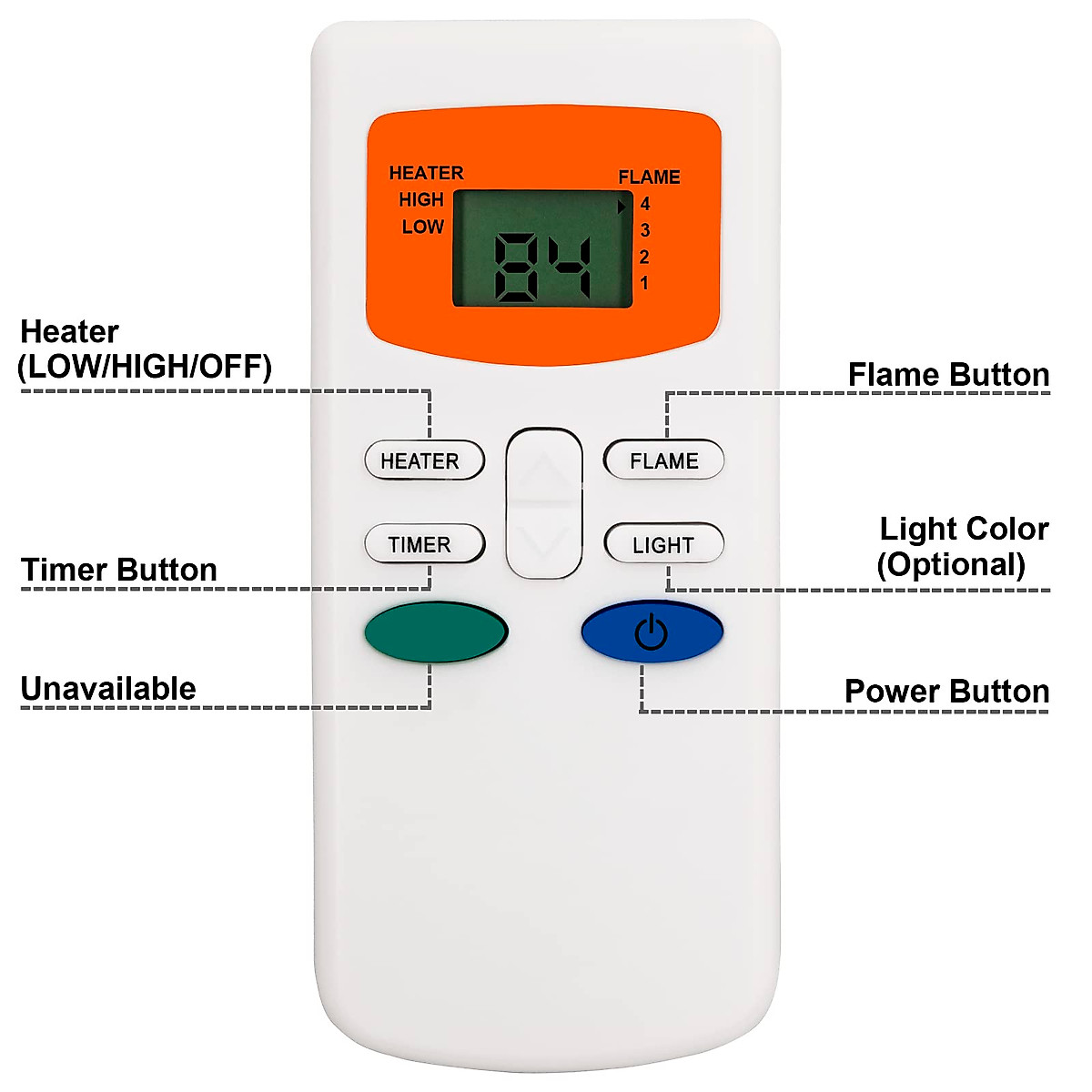 Replacement Remote Control for HHT Simplifire Electric Fireplace Heater Remote-Elect-B SF-BI30-EB SF-BI36-EB SF-BI30-EB SF-BI36-EB