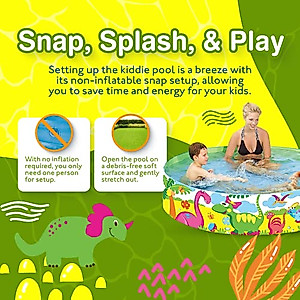 Taylor Toy Kiddie Pool, Splash Pool, Toddler Pool, Kids Pool, Easy Setup, Foldable, Ball Pit, Portable, Water Play, Non-Inflatable, Dinosaur, 203 Gallon