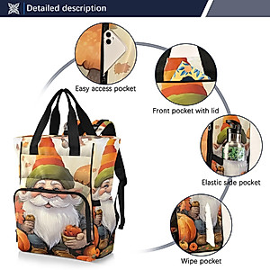 xigua Autumn Gnome Diaper Bag Backpack Multi Function Baby Changing Bags Waterproof Large Capacity Travel Back Pack for Mom Dad
