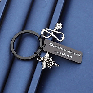 MYOSPARK Nurse Practitioner Gift She Believed She Could So She Did Keychain NP Jewelry Nurse Keychain (She Believed NP black)