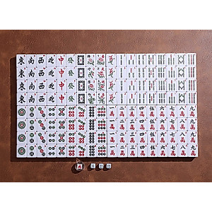 Mose Cafolo Professional Chinese Mahjong Game Set 146 Numbered Large Size Tiles with Carrying Travel Case, Complete Mahjong Tiles Set (Majiang, Mah-Jongg, Ma Jong)
