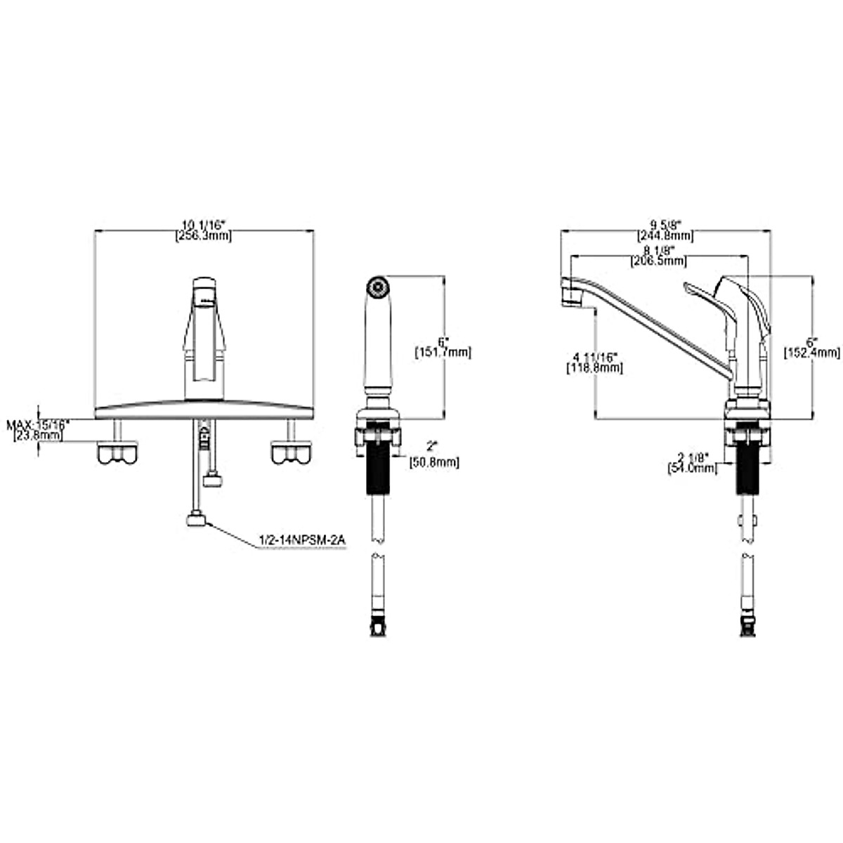 Design House 584037 Middleton Single Handle Kitchen Faucet with Side Sprayer, Polished Chrome