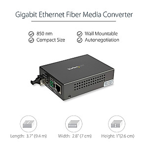 StarTech.com Multimode (MM) LC Fiber Media Converter for 10/100/1000 Network - 550m - Gigabit Ethernet - 850nm - with SFP Transceiver, TAA (MCM1110MMLC)