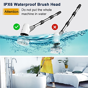 Bomves Electric Spin Scrubber, Cordless Cleaning Brush Tub Tile Scrubber for Home, 8 Replaceable Brush Heads, 90Mins Work Time 3 Adjustable Handle 2 Speeds for Bathroom Shower Bathtub Glass Car