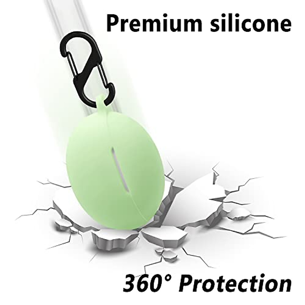 Geiomoo Silicone Case Compatible with FreeBuds 4i, Protective Cover with Carabiner (Luminous Green)