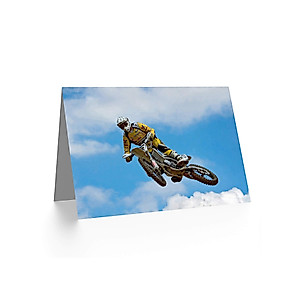 Wee Blue Coo MOTOCROSS DIRT BIKE JUMP SPORT PHOTO BIRTHDAY BLANK GREETINGS CARD