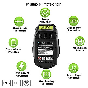 TenHutt 【3RD-Generation Upgrade 18V 9.0Ah Replacement Battery for Ryobi 18V Battery ONE+ Plus High Capacity 18V Lithium-Ion Battery P102 P103 P104 P105 P106 P108 P107 P109 for Cordless Power Tools