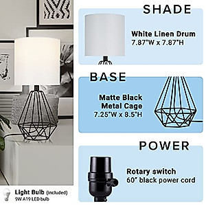 Catalina 22771-001 Mid-Century Modern Open Metal Cage Table Desk Lamp, 17.25", Matte Black