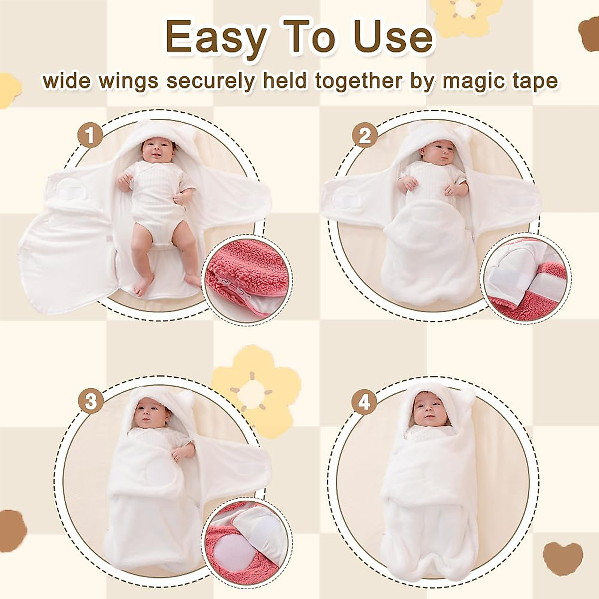 AiWMGL Baby Winter Fleece Swaddle Blanket 0-3 Months Boys Girls Warm Adjustable Newborn Swaddling Wrap Soft Plush Sleeping Sacks
