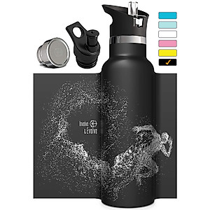 Kids Water Bottle Easy-Sip Straw Lid Leak-Proof Insulated Stainless Steel Thermos Perfect for School & Pickleball 3 Lids BPA-Free Keeps Drinks Cold for 24 Hours