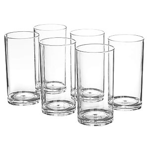 AOYITE 20-ounce Plastic Tumblers Dishwasher-Safe Premium Quality Juice Water Glasses BPA-free Clear Set of 6 Drinking Cups