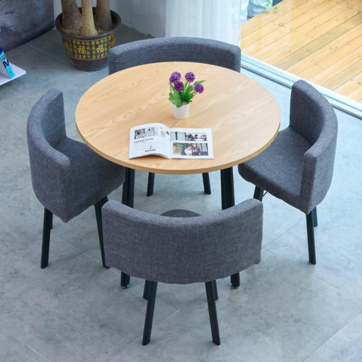 PUMPIE Office Reception Room Club Table and Chair Set Office Reception Round Table Simple Kitchen Dining Table for Kitchen Meeting Room Library Movie Theater Tea Shop (Color : Blue)