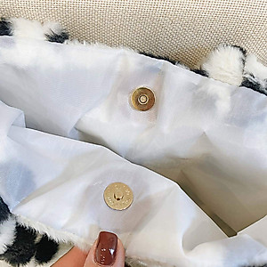 Women Fluffy Flower Pattern Plush Shoulder Bag Handbag Wallet for Autumn Winter