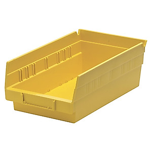 Quantum Storage QSB102YL 30-Pack 4" Hanging Plastic Shelf Bin Storage Containers, 11-5/8" x 6-5/8" x 4", Yellow