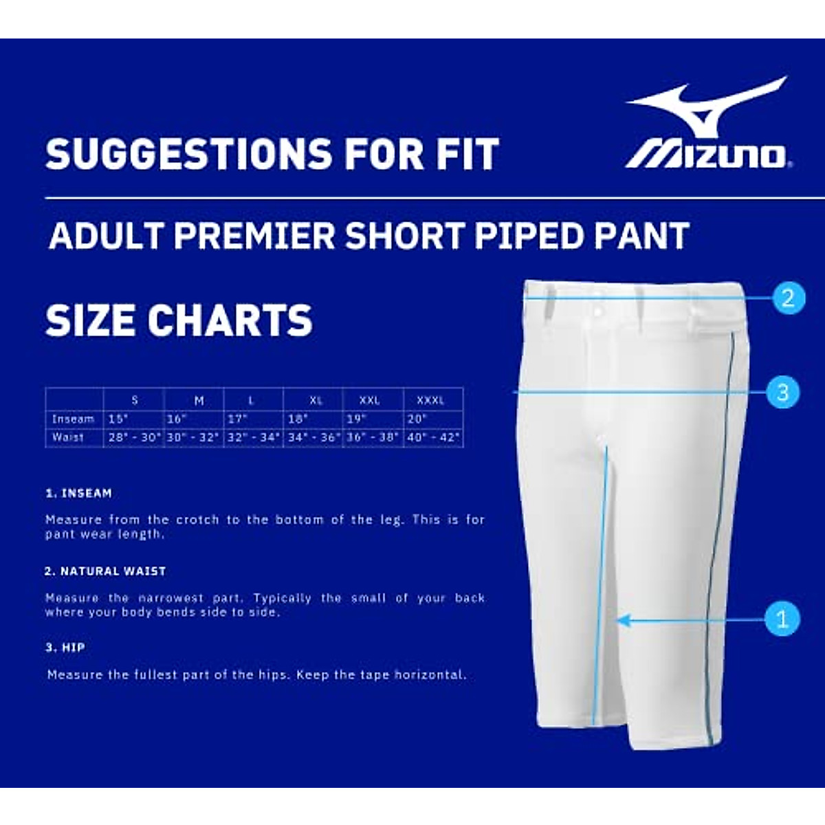 Mizuno mens Premier Short Piped Pant, Grey/Royal, X-Small US