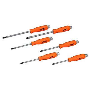 Performance Tool W1729 Professional Go-Through Screwdriver Set with Heat Resistant Handles and Magnetic Tips, Includes Phillips and Slotted Sizes