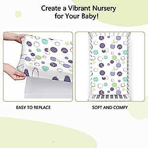 Pastel Themed Fitted Crib Sheet,Standard Crib Mattress Fitted Sheet Ultra Soft Material-Great for Boy or Girl Room or Nursery,28“ x52“,Pastel Green and Eggplant