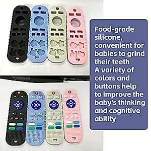 2-Pack Baby Teether Toys Silicone Toddler Sensory Toy Chew Toys Educational, TV Remote Control Shape Teething Toys for Babies 6-18 Months (Black)