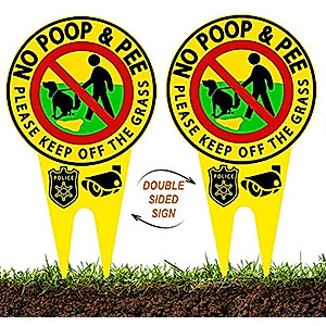 BesLife - Double Sided Sign - No Pooping Dog Signs For Yard - Please Keep Off The Grass Sign - Dont Poop in My Yard Sign with Stake - No Pooping Dog Sign - Dog Signs for Yard