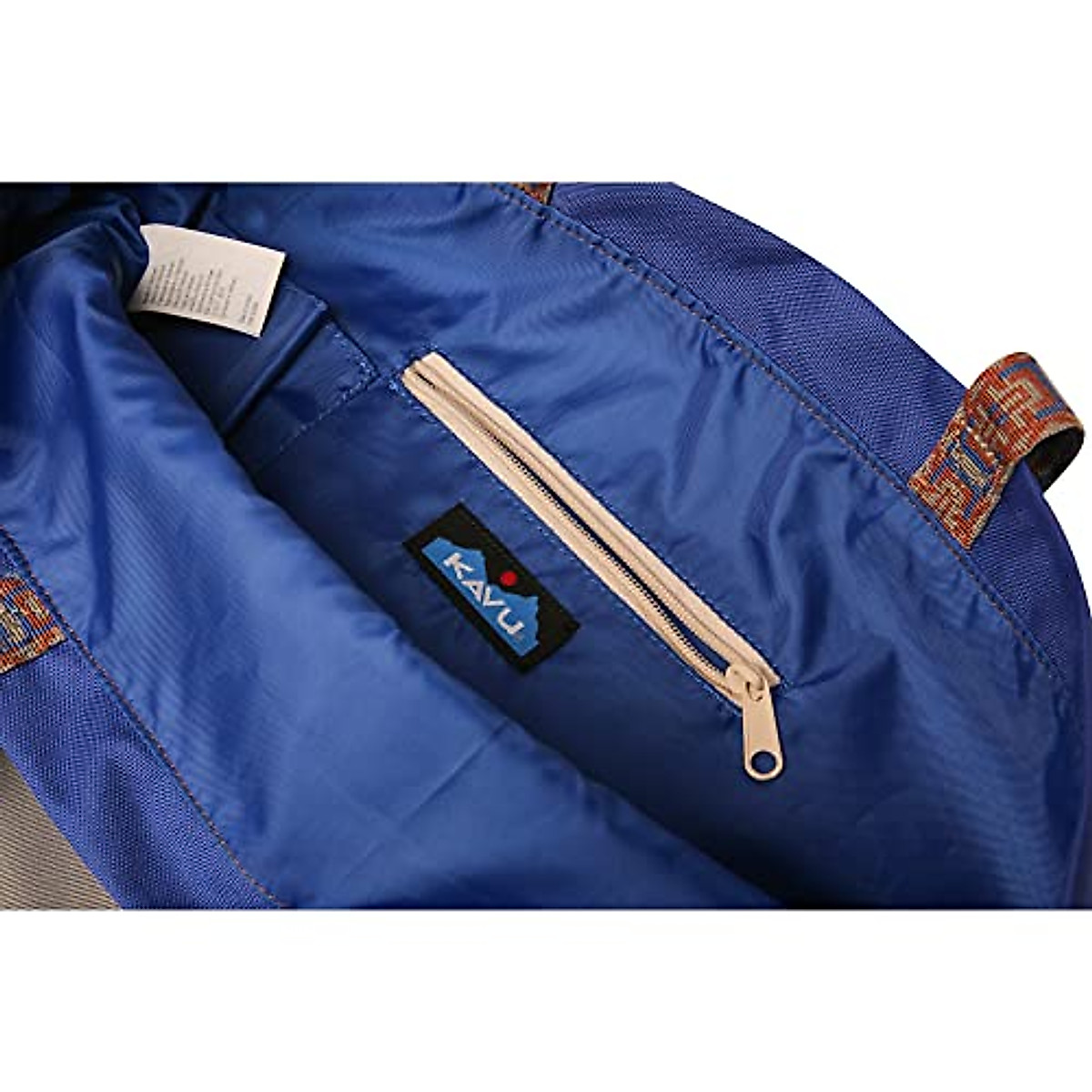 KAVU Twin Falls Tote Shoulder Strap Canvas Color Block Bag- Sepia Sky