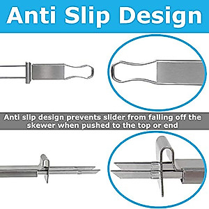 Blue Donuts 10 Pack Kabob Skewers for Grilling 17 Inch Kabob Skewers with Push Bar, Stainless Steel Skewers with Comfortable Handle Grip, BBQ Grilling Accessories