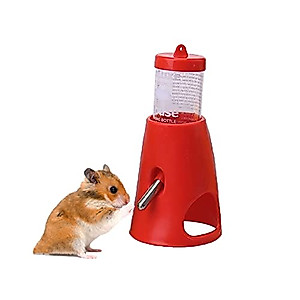 Litewoo 2 in 1 Hamster Water Bottle, Automatic Drinker and Cabin Fits Syrian Dwarf Hamster Mouse Gerbil Mice Chinchilla Small Animal (Red)
