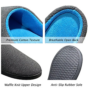 Mens Memory Foam Slippers, House Slippers for Men, Comfort House Shoes, Breathable Cotton-blend Texture Warm Soft Coral Fleece Lining Men's Slippers Indoor Outdoor