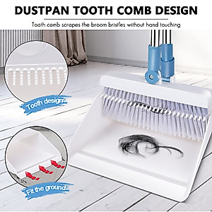 Kphico Broom and Dustpan Set with Upgrade 53" Long Handle&Floor Squeegee and Looped-End String Wet Mop with 2 String Mop Heads,for Laminate,Hardwood,Ceramic,Marble Floor Cleaning