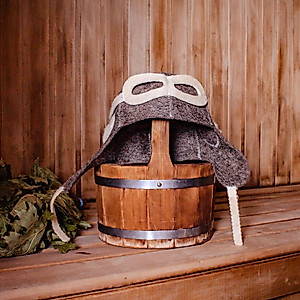 Wool Sauna Hat Embroidered Pilot Finnish Sauna Hat Russian Sauna Hat Wool Aviator - Russian Banya Sauna Hat for Men Sauna Hats Sauna Cap Gray